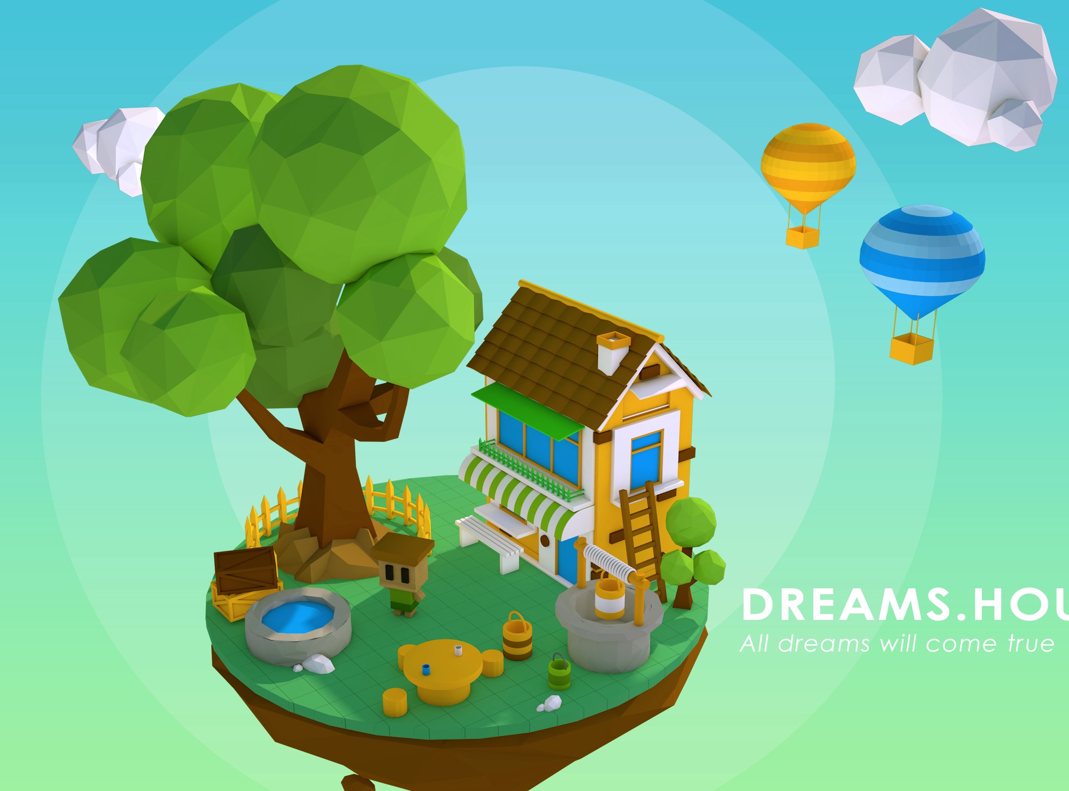 C4D-LOWPOLY风格的场景_云帆浩哥-站酷ZCOOL