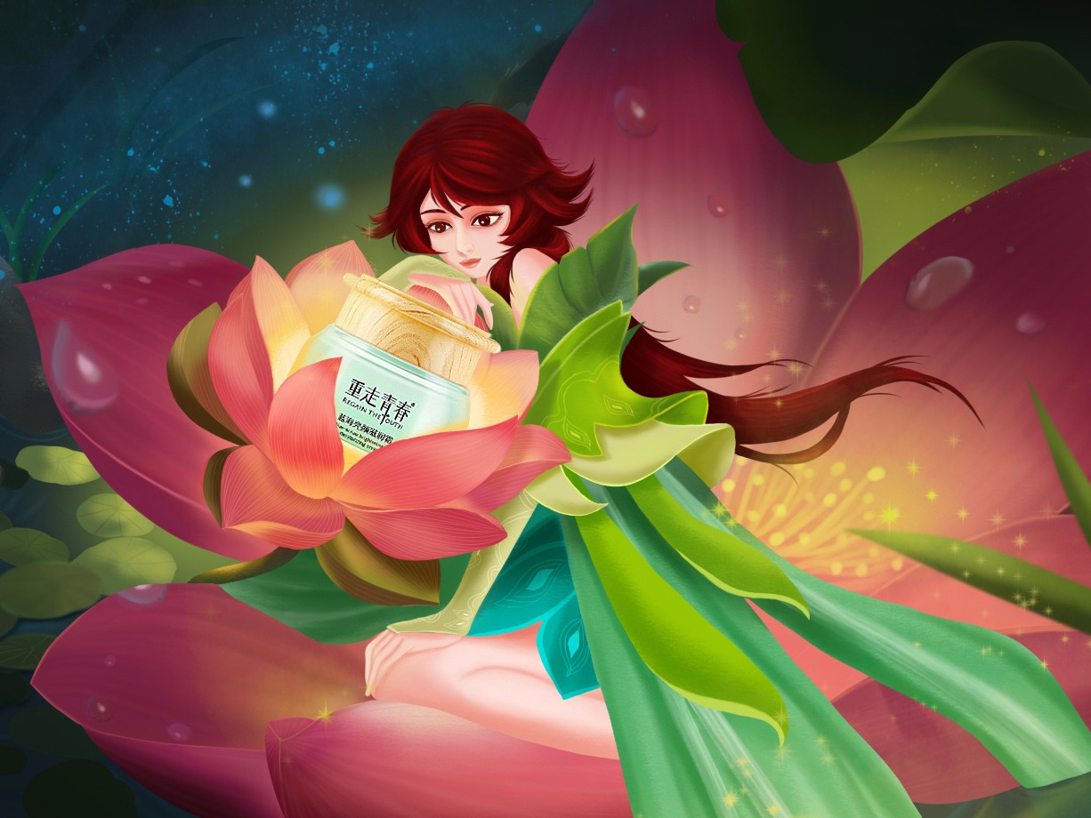 插画-重走青春之荷花精灵_骄阳cyan-站酷ZCOOL