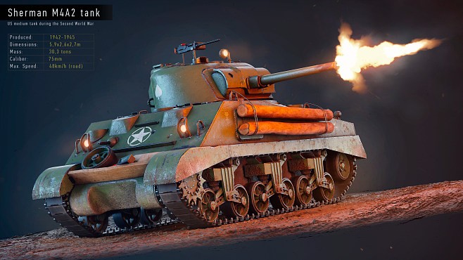 Sherman M4A2 tankPhthurod1952-1965希尔曼坦克_宝藏猎人-站酷ZCOOL