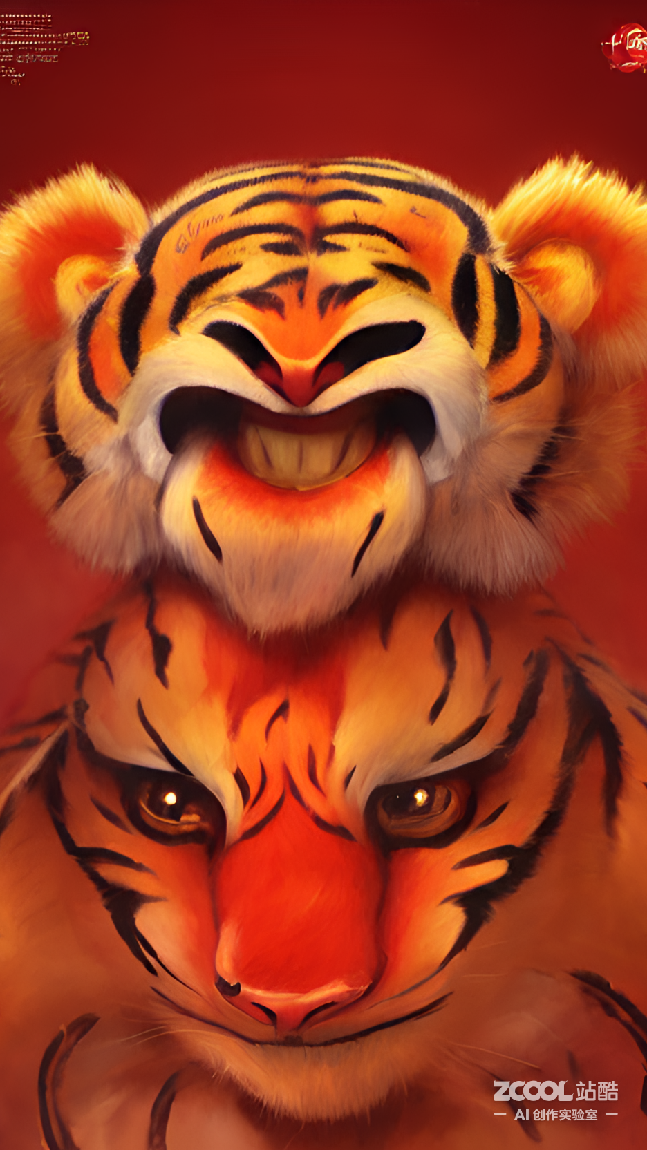 #AI创作实验室#小可爱，可爱拟人化的十二生肖小老虎在_钻石王老五0516-站酷ZCOOL