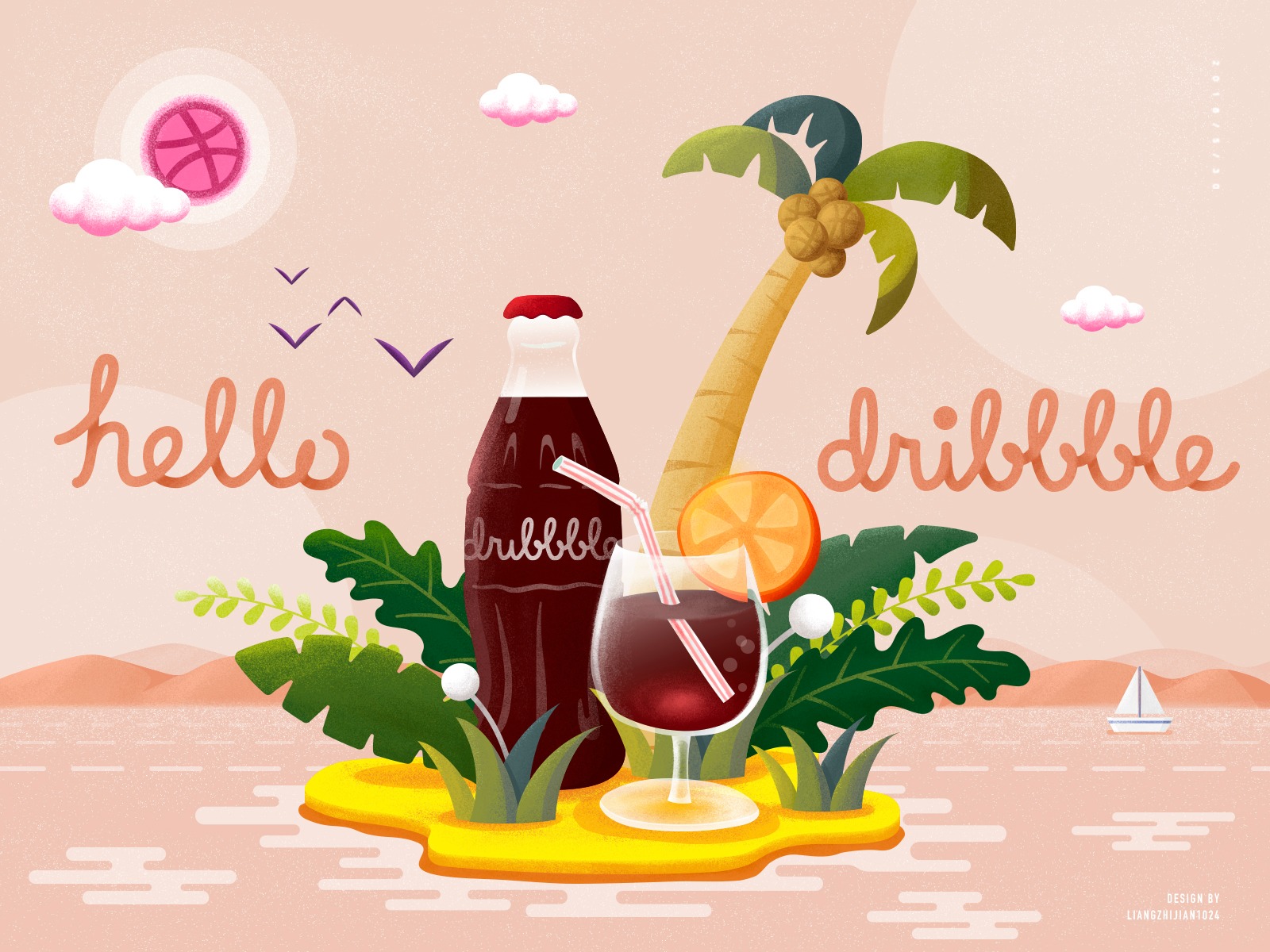 hello dribbble 动效插画 〔有声版〕 _梁志坚设计师-站酷ZCOOL