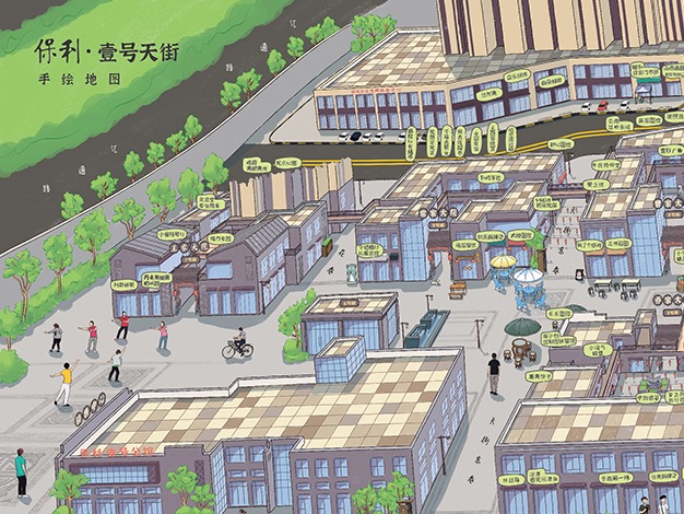 手绘地图-商街_zcl小鱼干-站酷ZCOOL