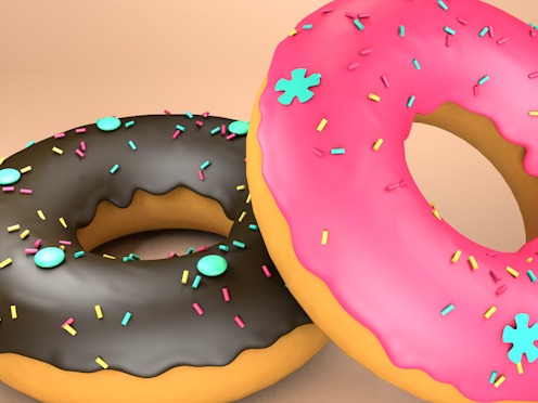 C4D练习—甜甜圈_咕咚723-站酷ZCOOL