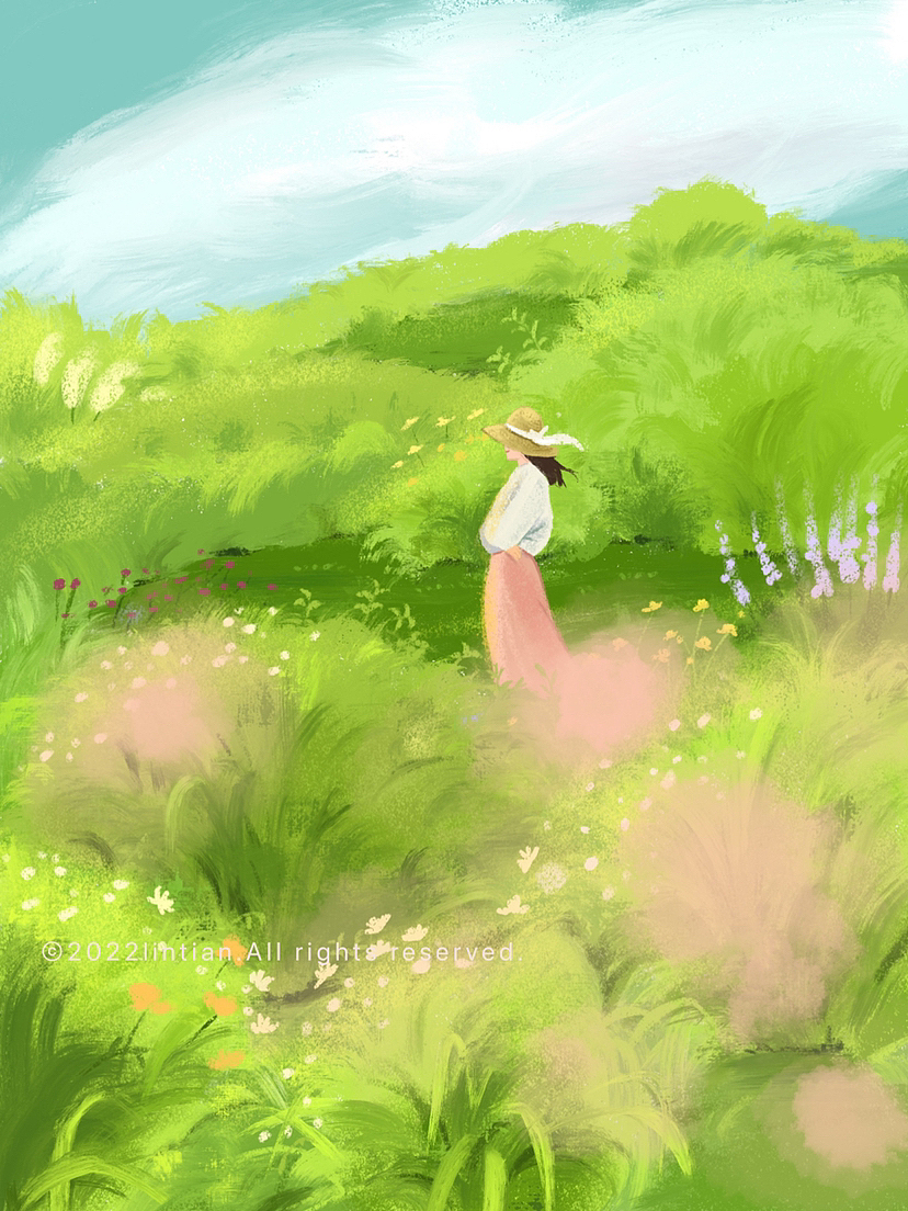 慢慢走过春天｜procreate插画_林田lisa-站酷ZCOOL