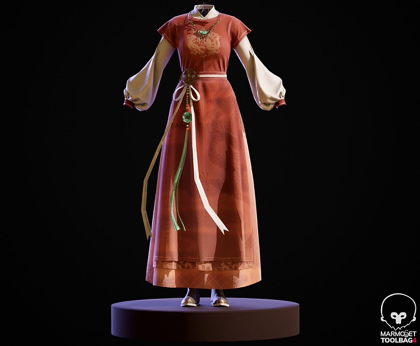 pbr流程国风裙子套装_小猫咪也有心事-站酷ZCOOL