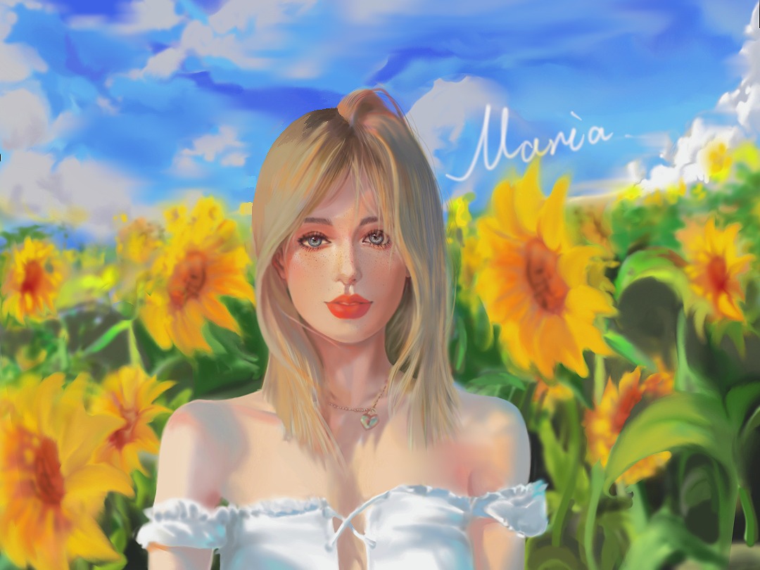 板绘练习-花、太阳、雨和你_Maria_Deng-站酷ZCOOL