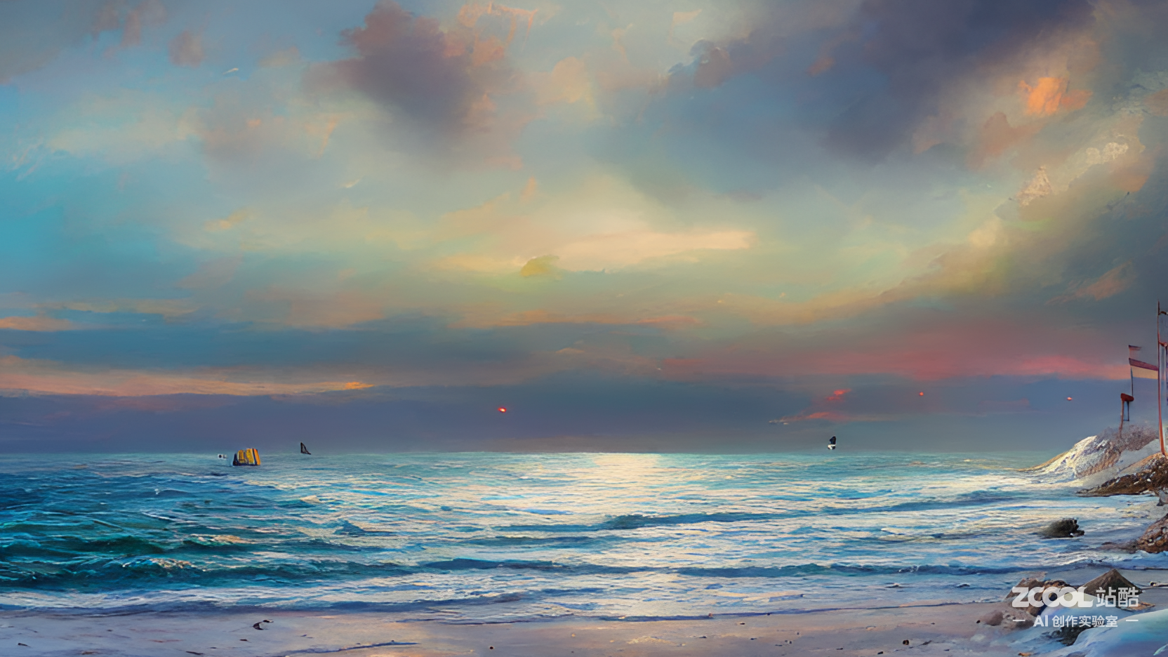 #AI创作实验室#雪天雪花遍地的海边_小鬼BP-站酷ZCOOL
