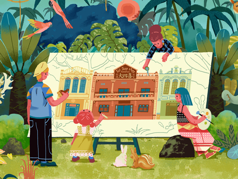 好运大四喜冰室｜墙面插画_JerryLow-站酷ZCOOL