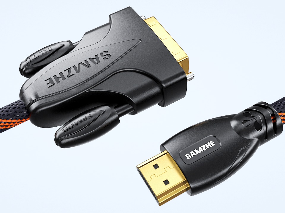 一款（双色网HDMI转DVI线）_豆浆蘸油条-站酷ZCOOL