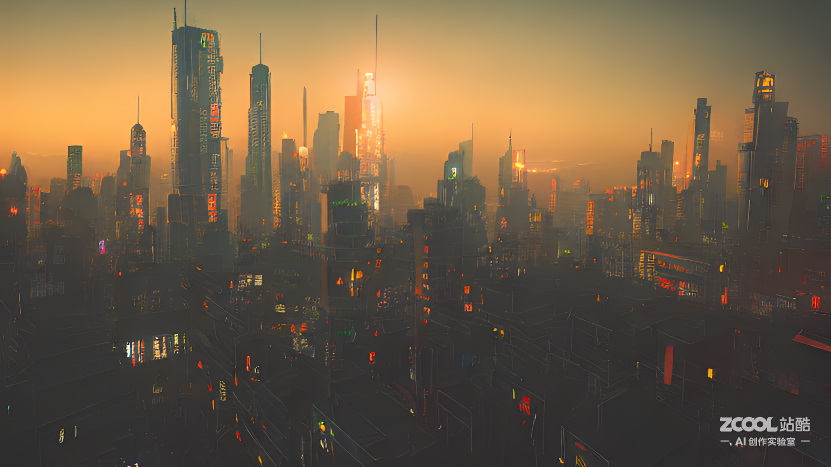 #AI创作实验室#都市，暮光之城，黄昏，数字艺术，流行_扁鹊ZZZ-站酷ZCOOL