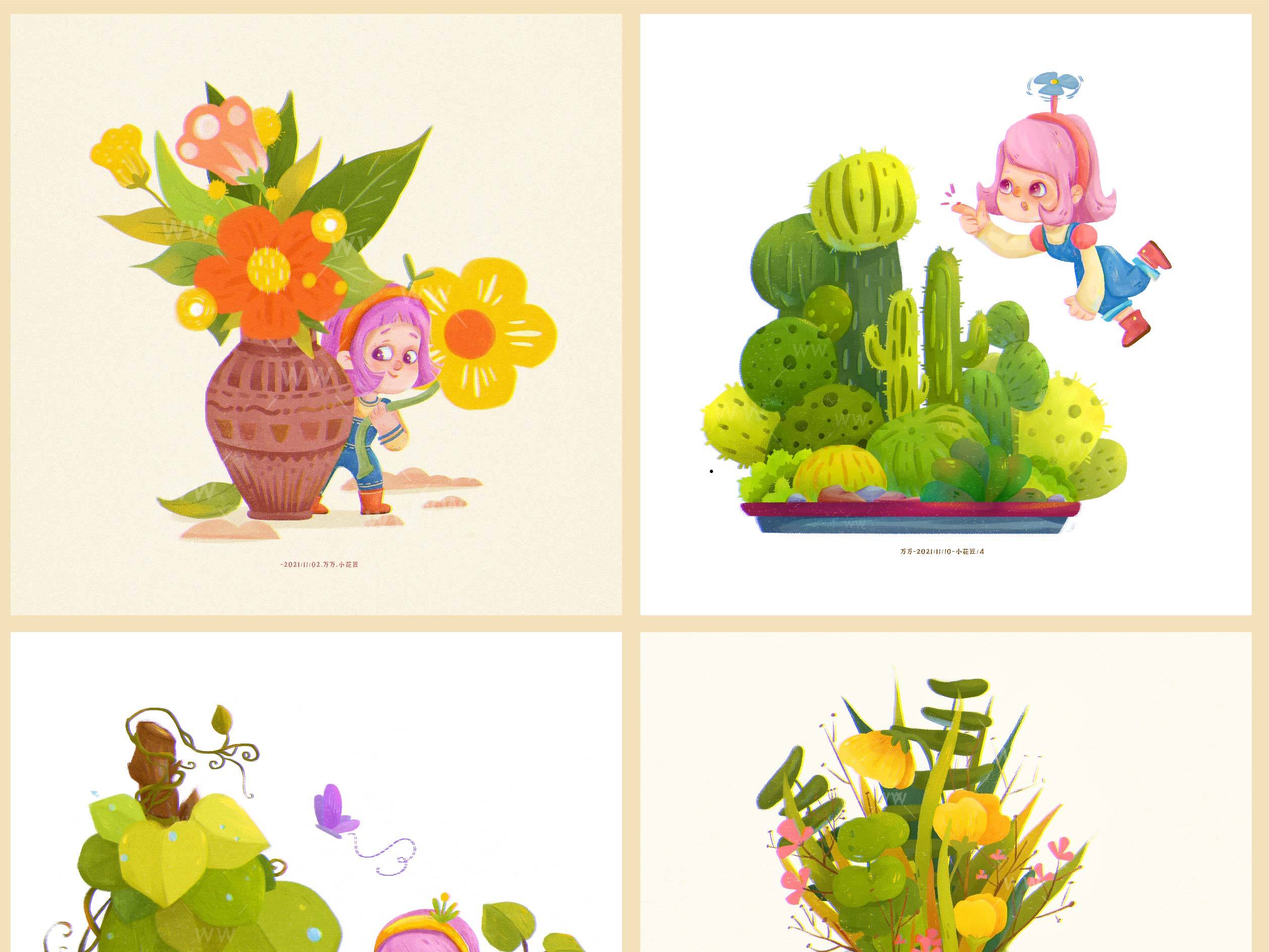 「万万」小花匠系列插画_wanwan93-站酷ZCOOL