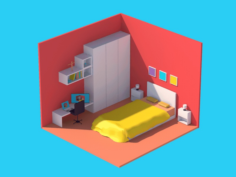 C4D-2.5D房间建模动画_Raphael虹小妮-站酷ZCOOL