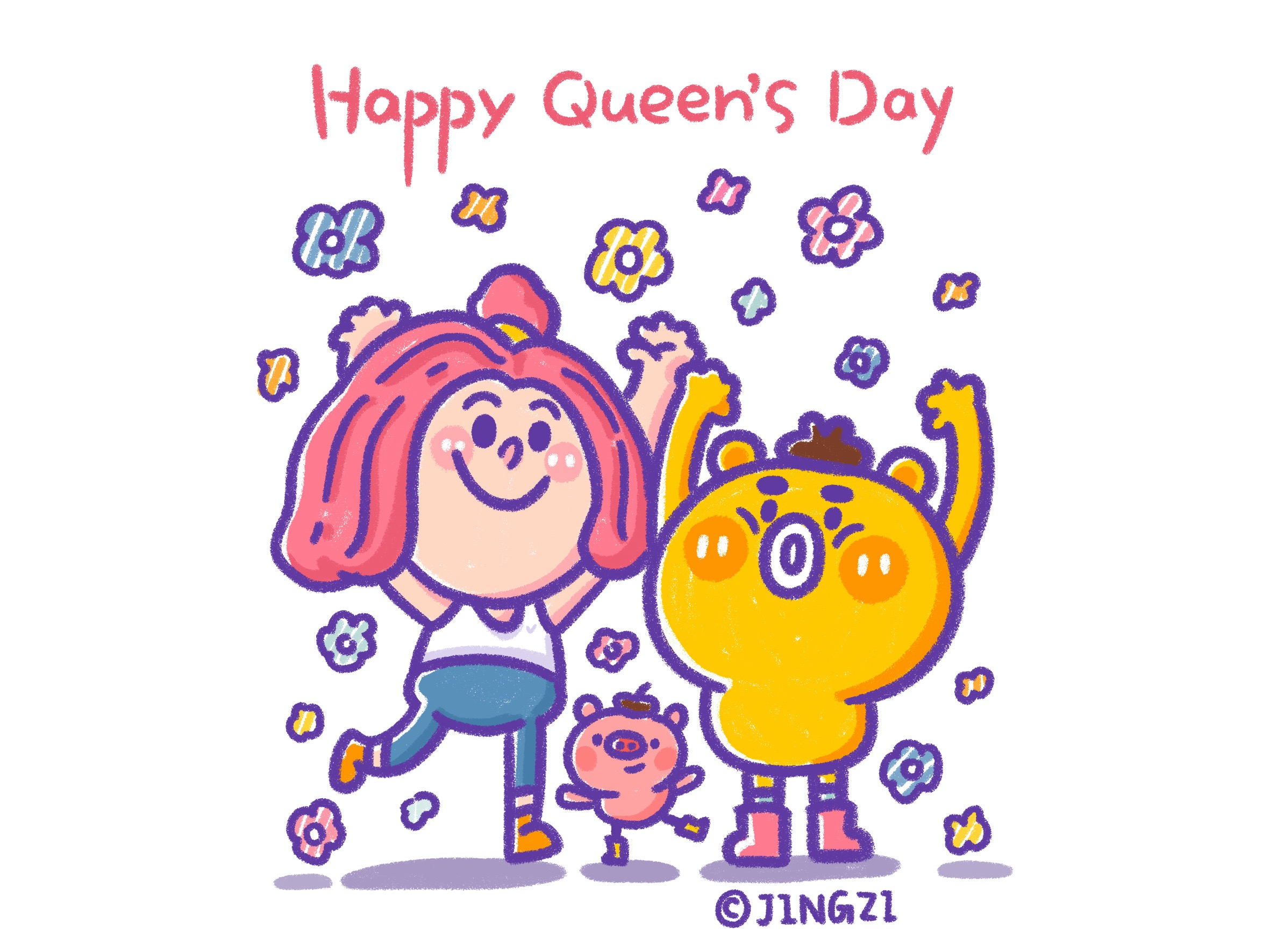 #女生节# Happy Queen's Day！🎉🎉_我叫静籽-站酷ZCOOL