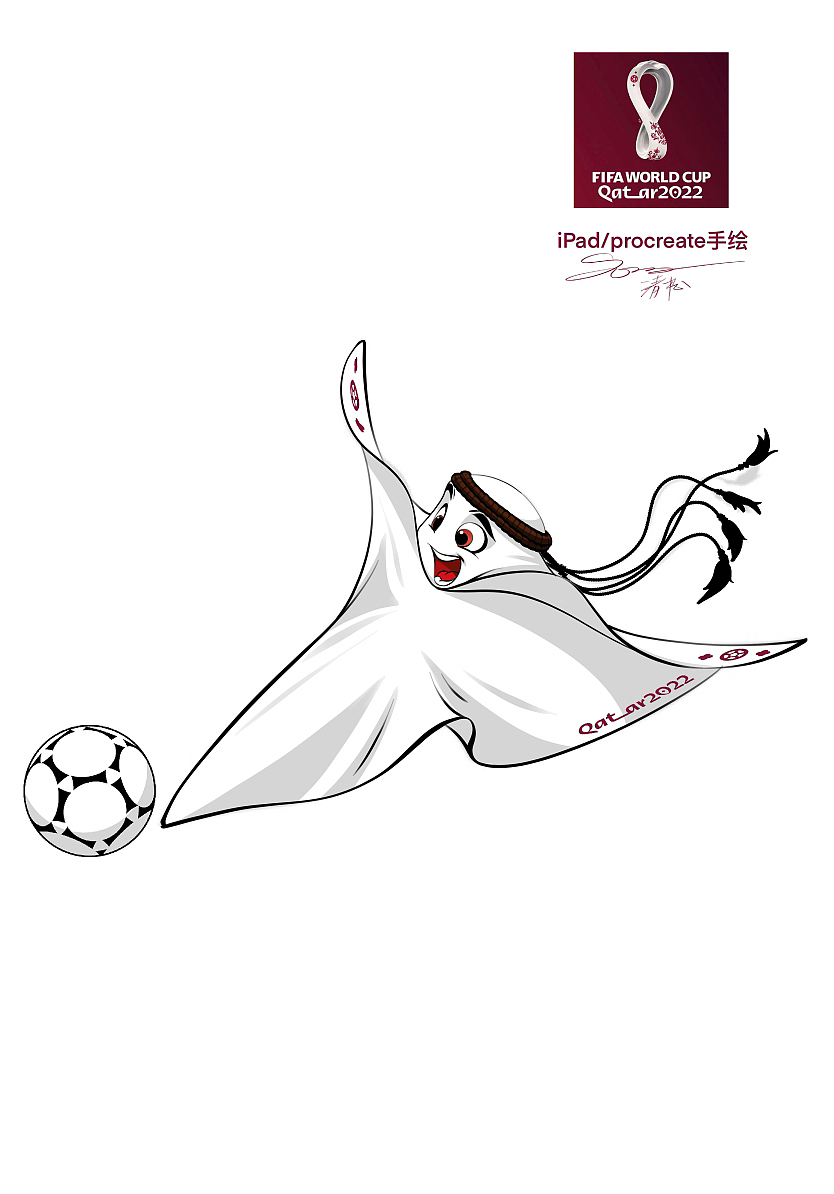 下滑15张卡塔尔世界杯吉祥物 手绘稿可临摹_清松SONG珠宝设计-站酷ZCOOL
