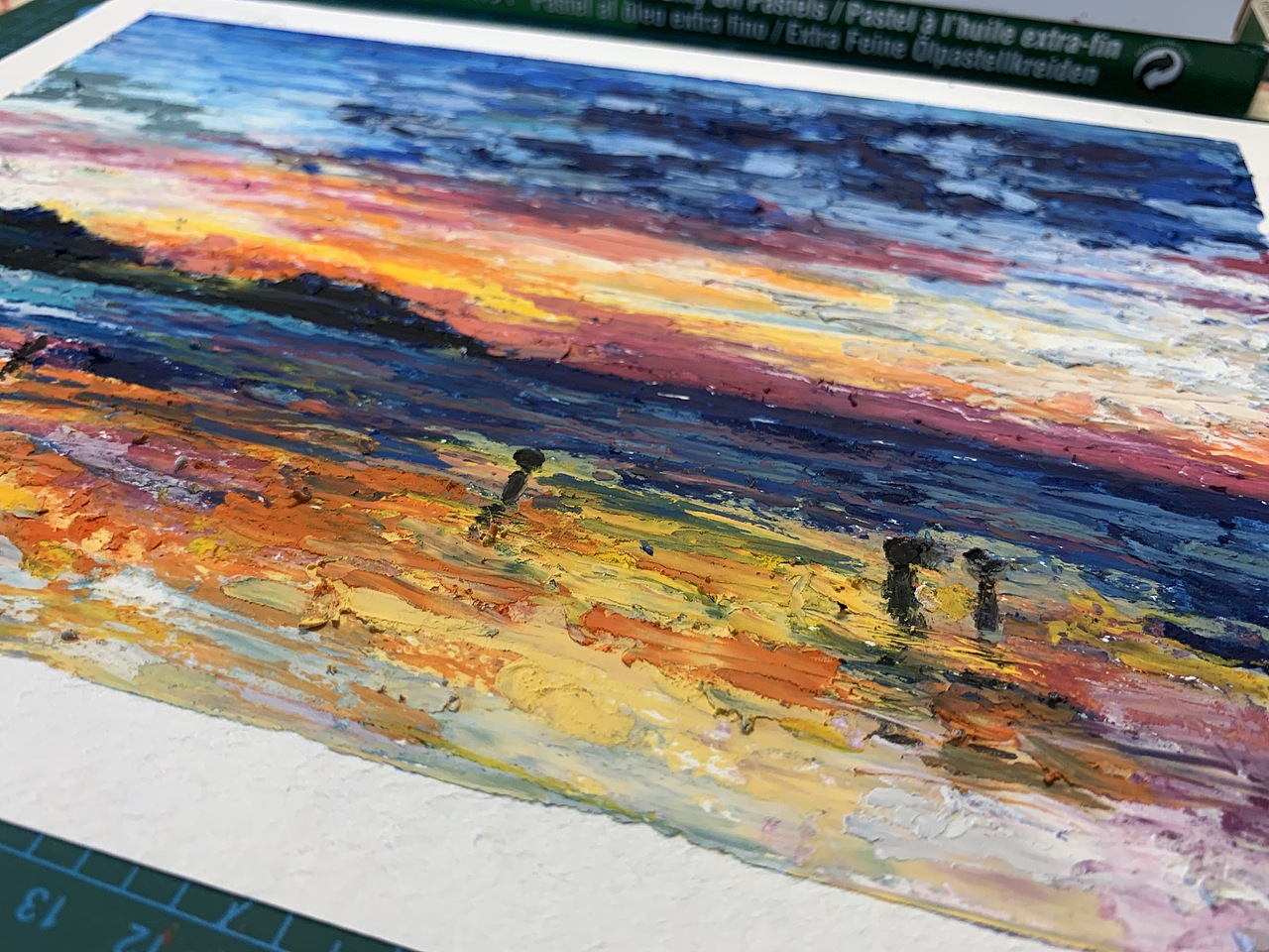 油画棒-落日海滩|纯艺术|绘画|透明水色920 - 原创作品 - 站酷 (ZCOOL)