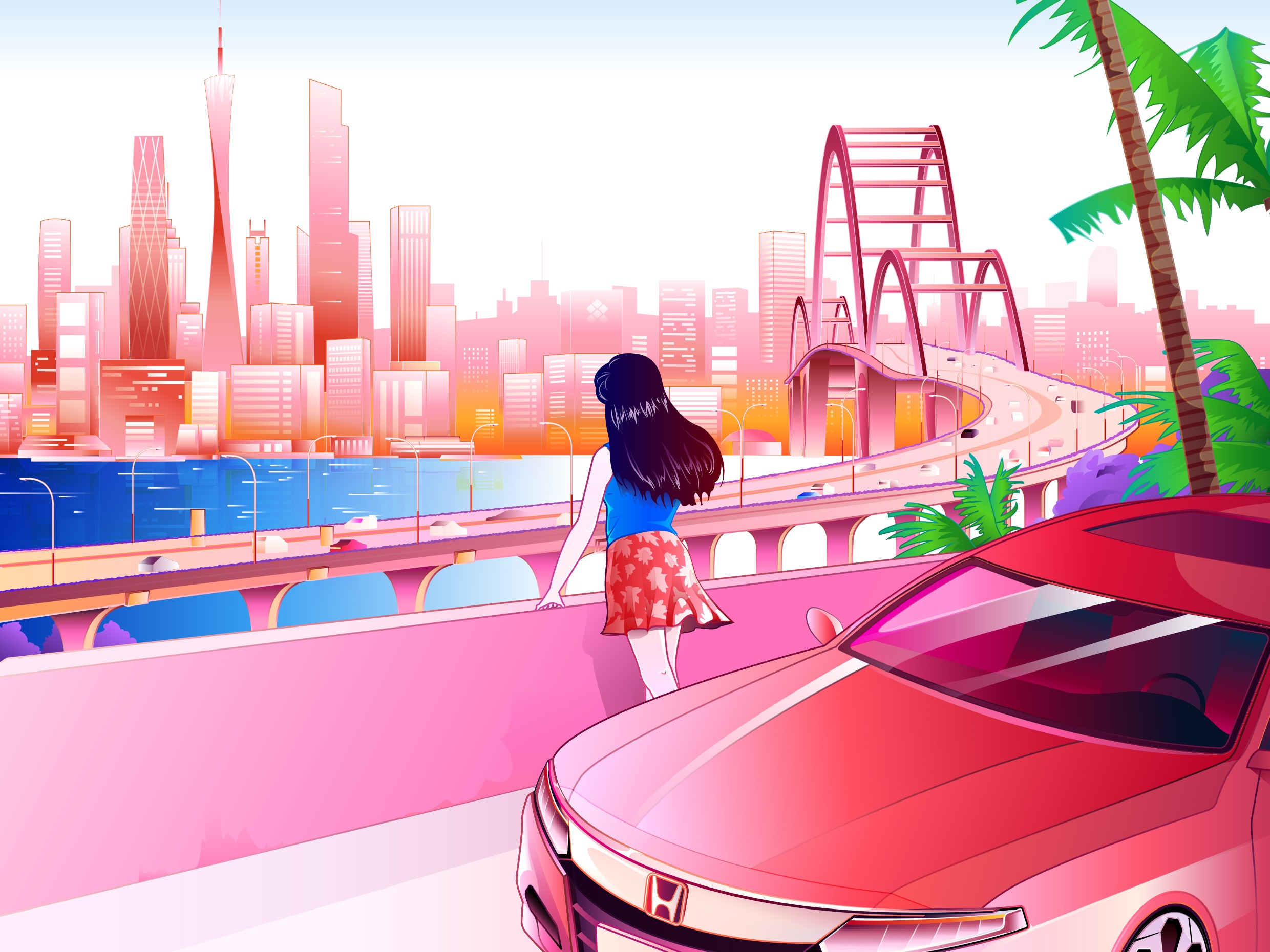 插画：广州citypop（一）_未来格-站酷ZCOOL