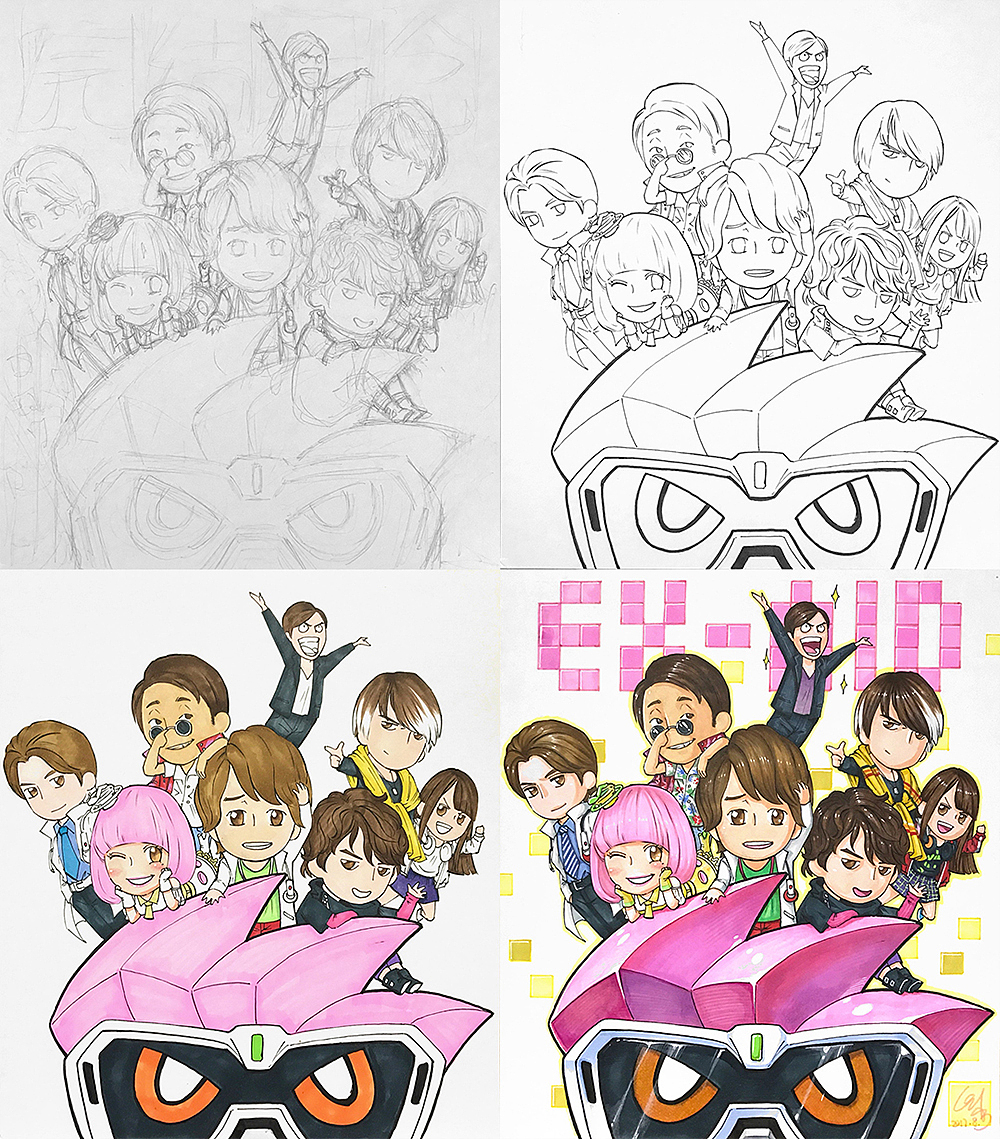 手绘-《假面骑士ex-aid》Q版-完结纪念_冰仔-站酷ZCOOL