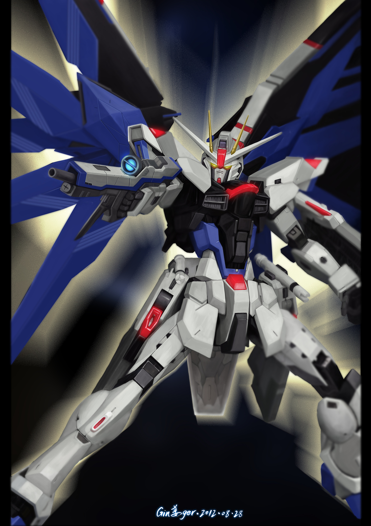 自由高达 （水墨风&精致风）_GIN姜GER-站酷ZCOOL