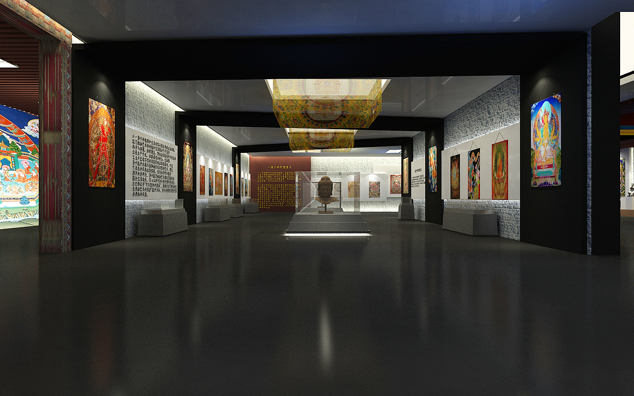 唐卡艺术展 展厅 效果图设计 3d_设计狮Ming-站酷ZCOOL