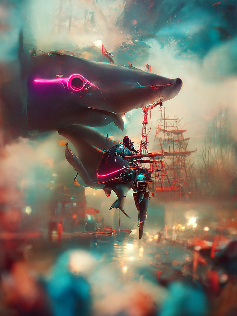 赛博鲨鱼·ai人工智能绘画艺术积敏的ai绘画 站酷zcool 