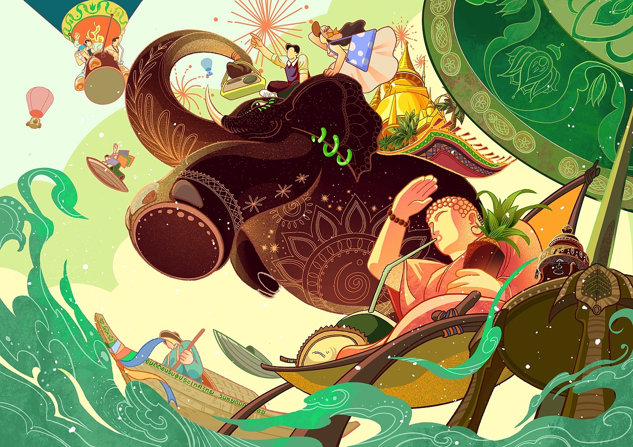 泰国超印象｜插画_海鲸SEAWAHLE-站酷ZCOOL