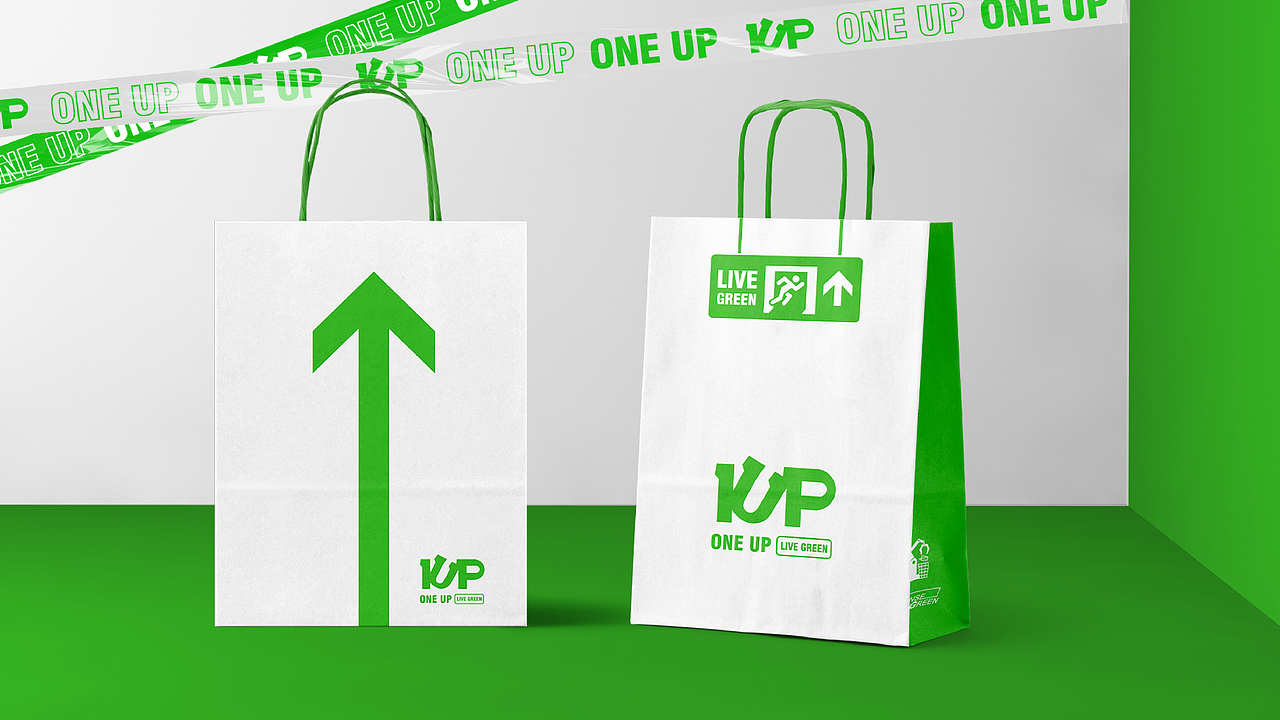 1UP ONEUP 茶饮厂牌 | 绿色文化不只是说说_陈切Qie-站酷ZCOOL