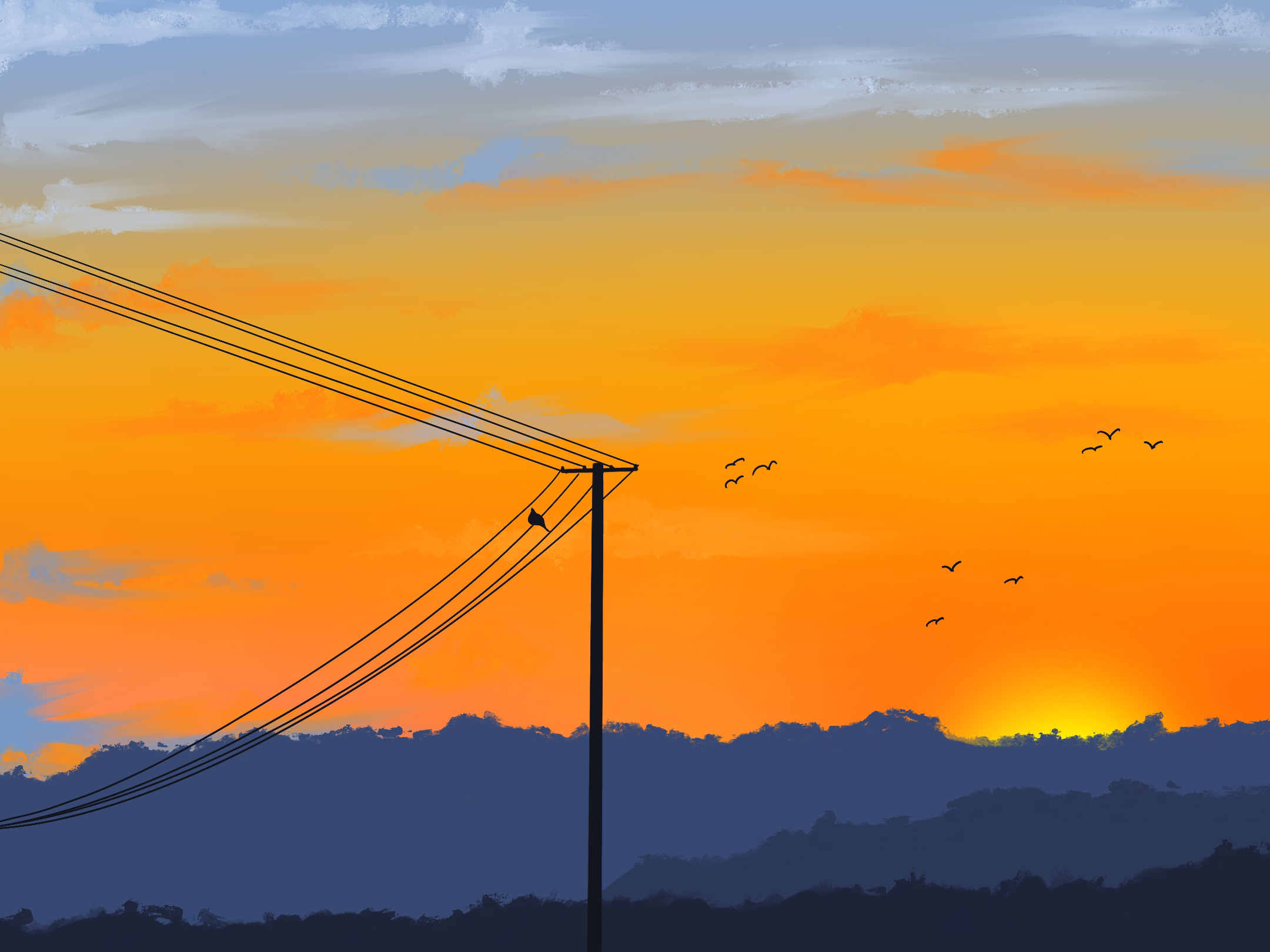 晚霞治愈插画_林深时见鹿lu-站酷ZCOOL