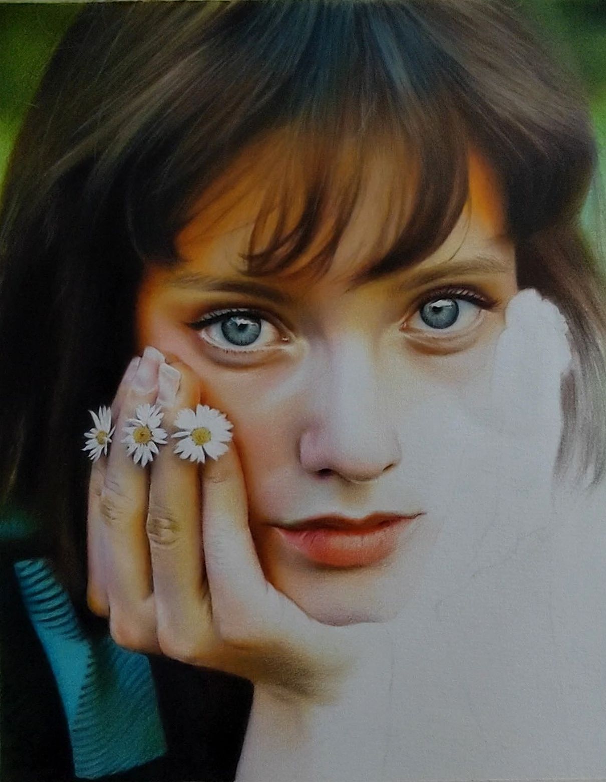 托腮的女孩_微眠手绘-站酷ZCOOL