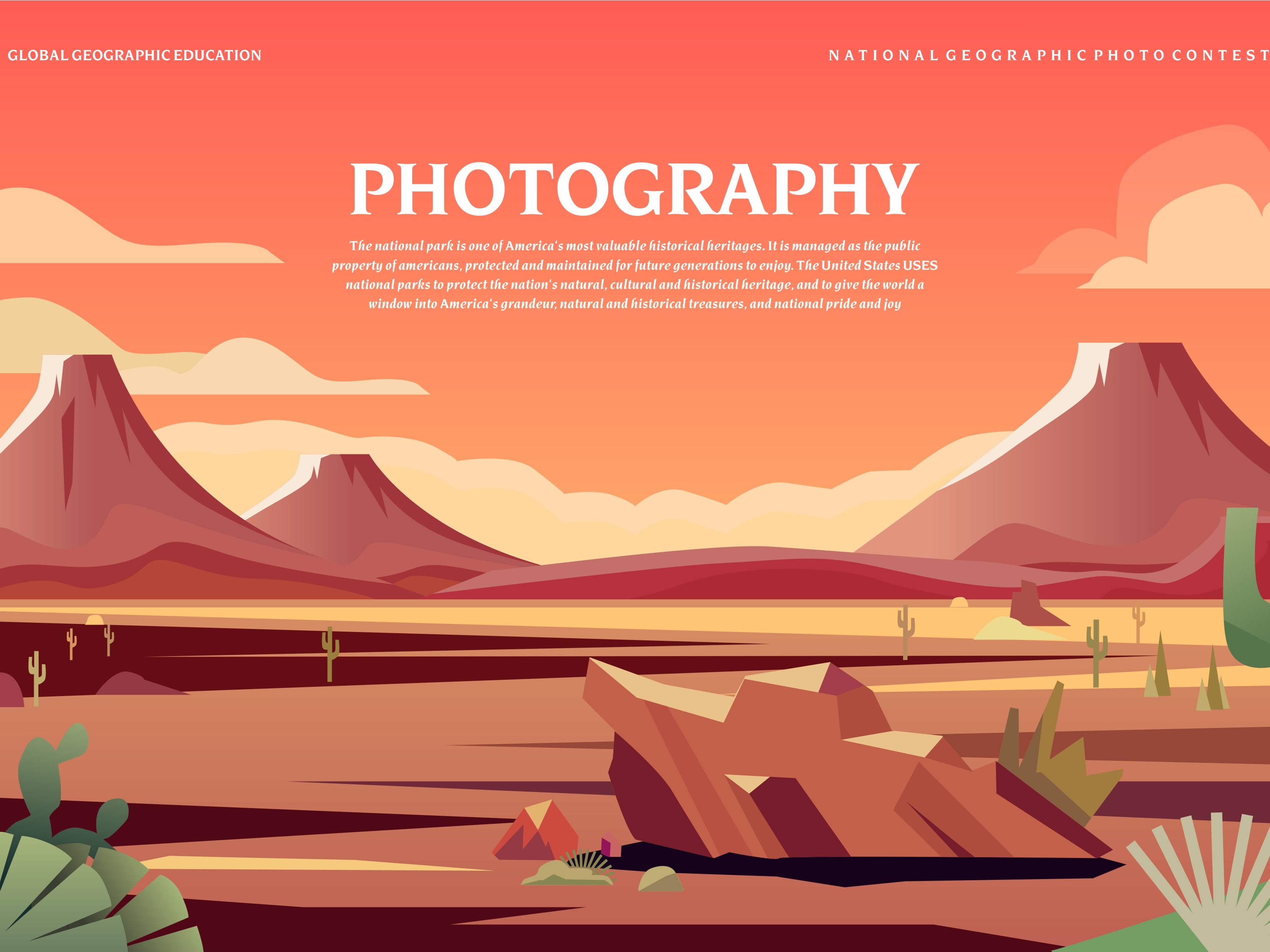 火山风景插画_安明先生-站酷ZCOOL