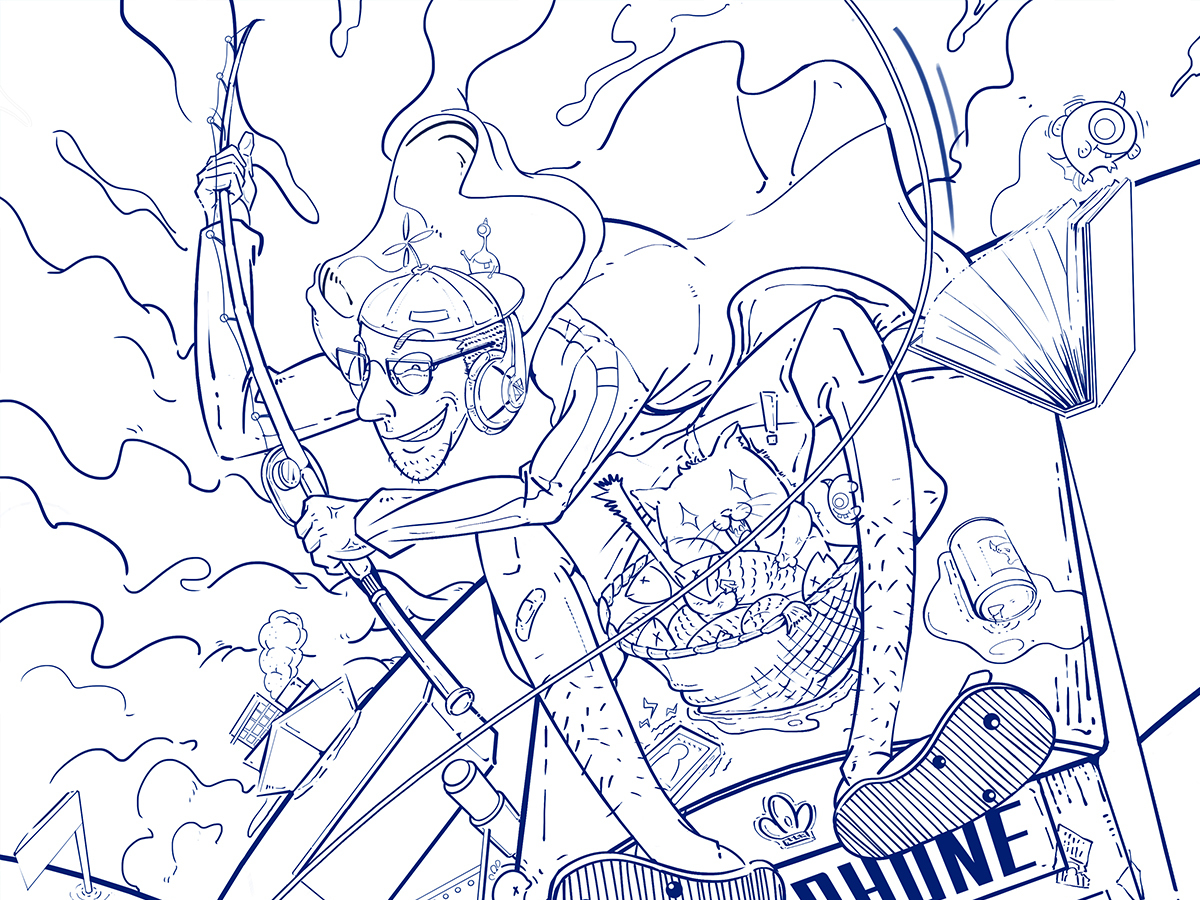 在电话亭上钓鱼吗_Oot蜗牛剑士-站酷ZCOOL