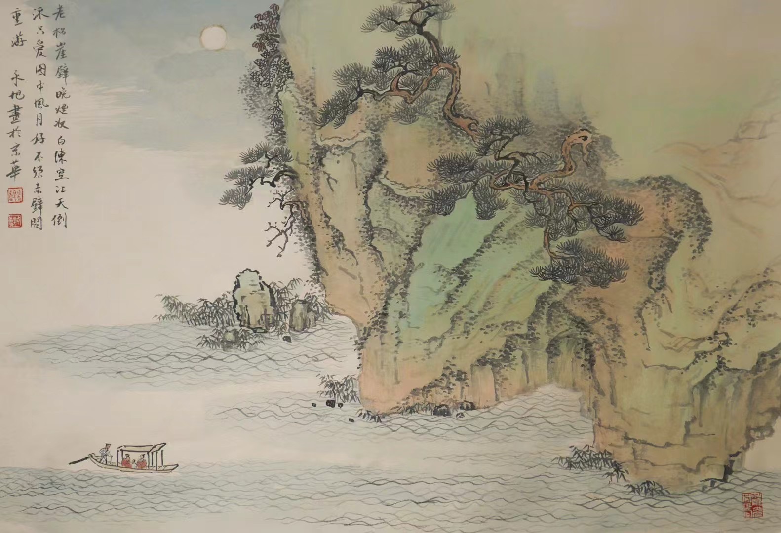 赤壁泛舟图 68*46cm_群博书画院-站酷ZCOOL