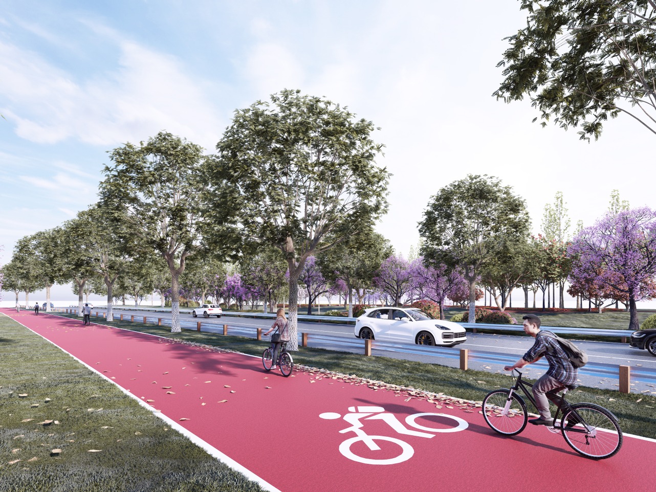 Lumion10-某沿湖景观道路效果图_景观设计_QLCD-站酷ZCOOL