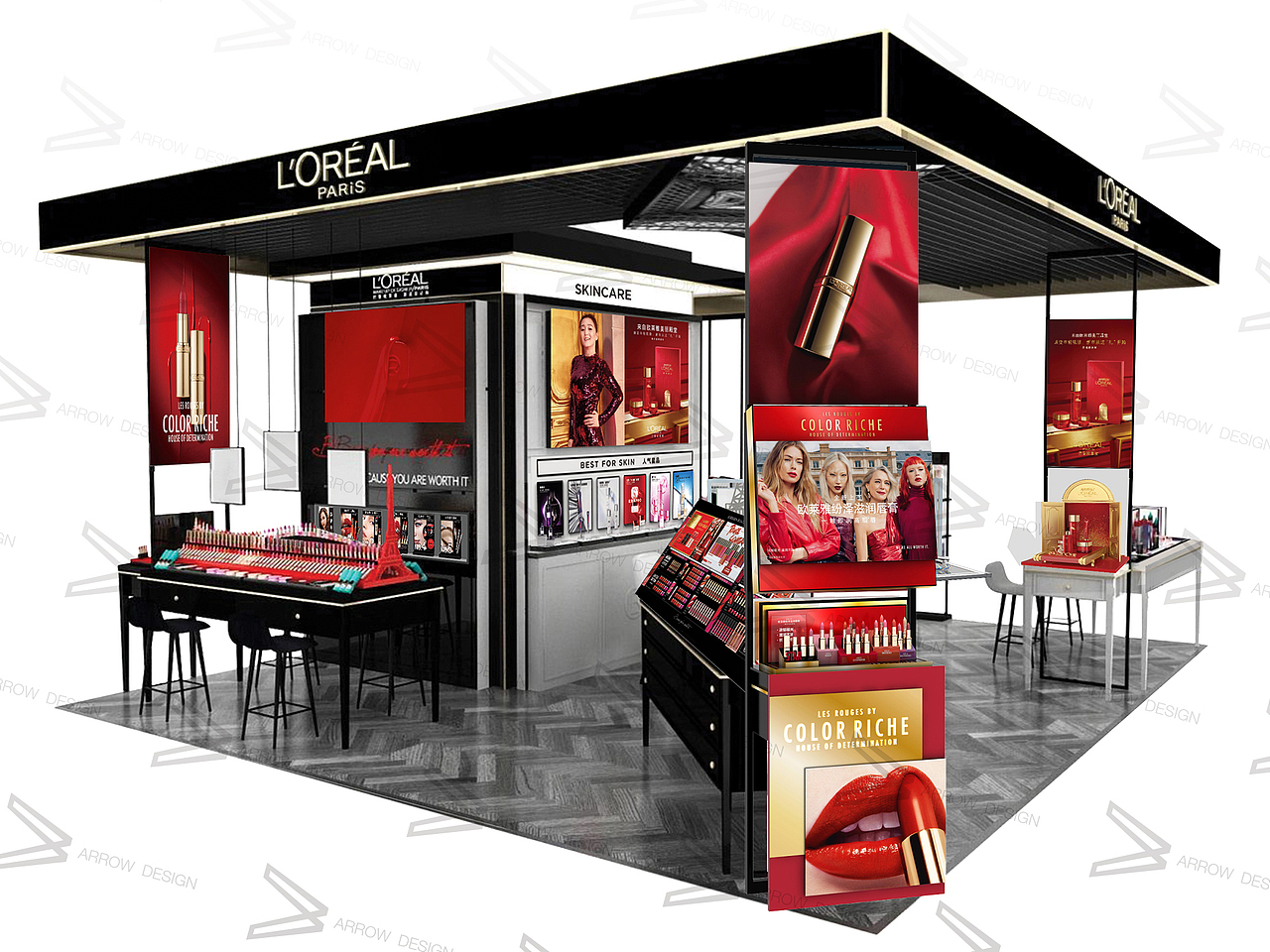 某美妆品牌2020年Q3新品上市-陈列展示定稿方案_利矢展示设计-站酷ZCOOL
