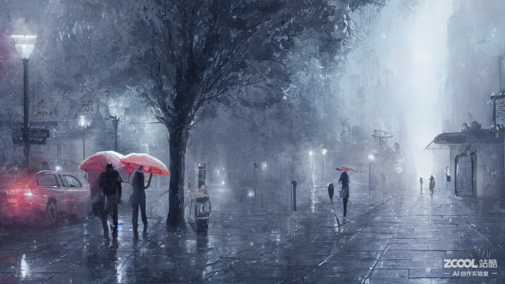 #AI创作实验室#躲雨的屋檐_污鸦xcy-站酷ZCOOL