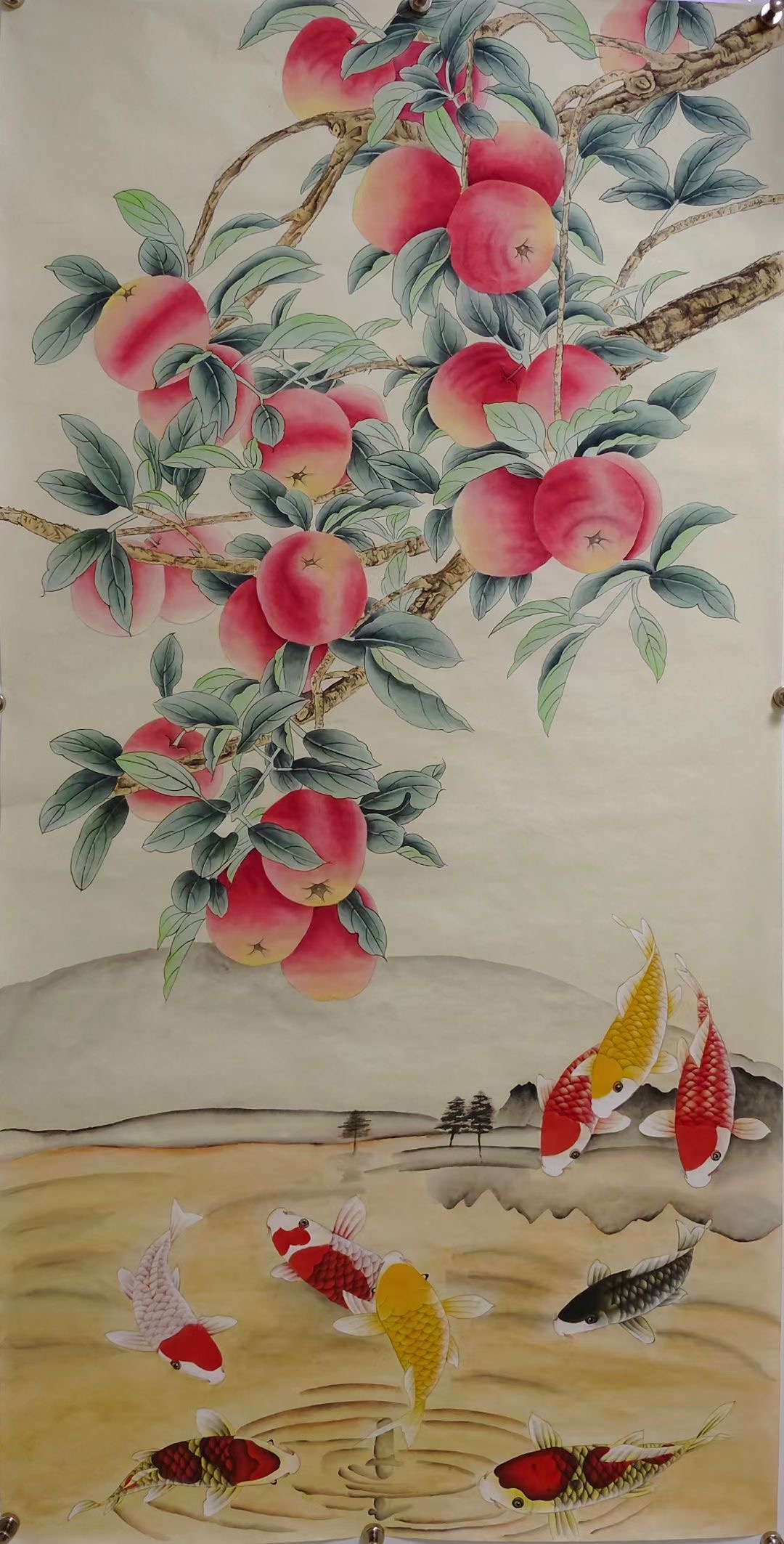 客户定制 四尺工笔《平安有余》140/70厘米_群博艺术学院-站酷ZCOOL