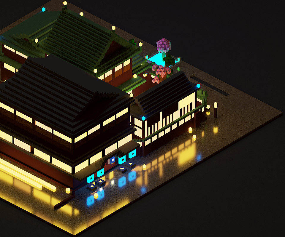 3d pixel building design像素汤建筑_阿鲁nichozhang-站酷ZCOOL