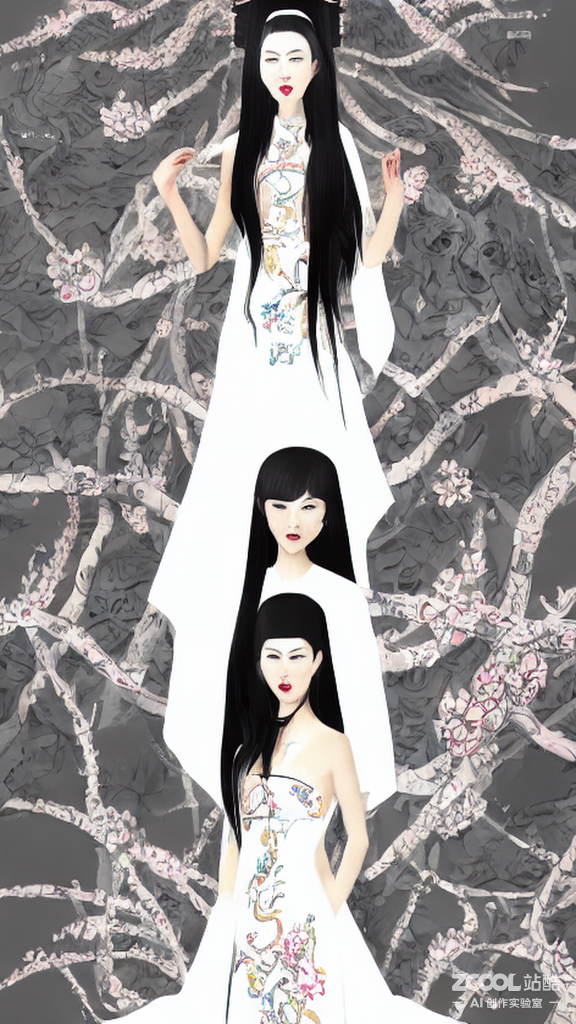 #AI创作实验室#穿中式白色婚纱的超级大美女，_闫智慧-站酷ZCOOL