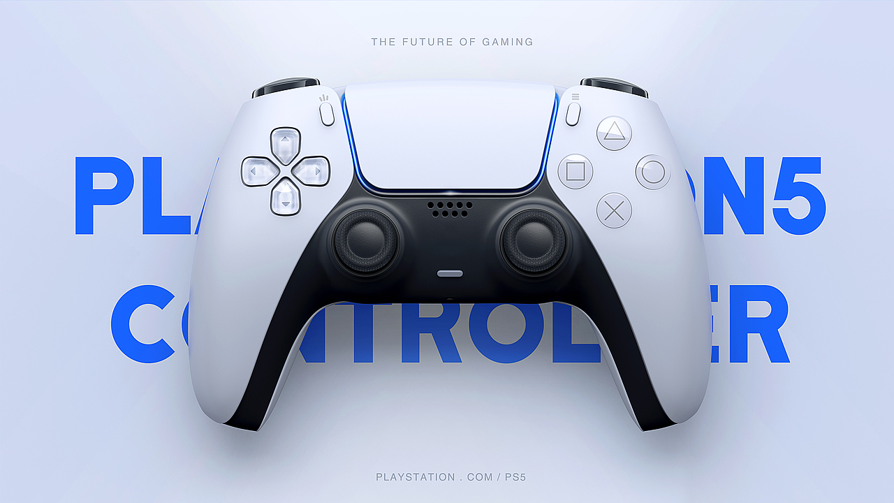 PS5白色游戏手柄系列渲染_滴蓝-站酷ZCOOL