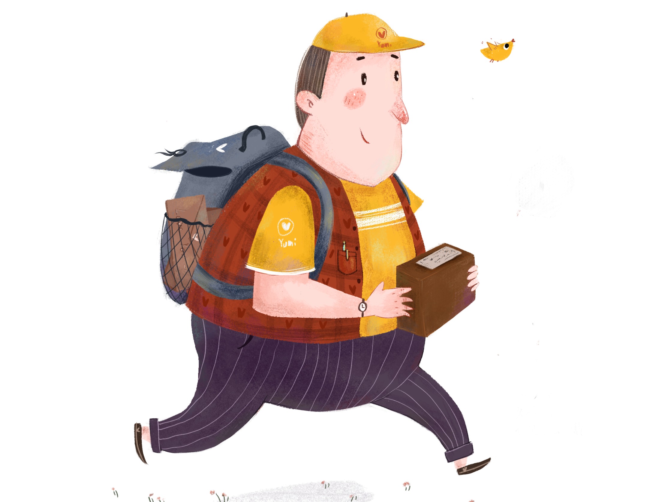 儿童插画-快递员叔叔_NINA_125-站酷ZCOOL