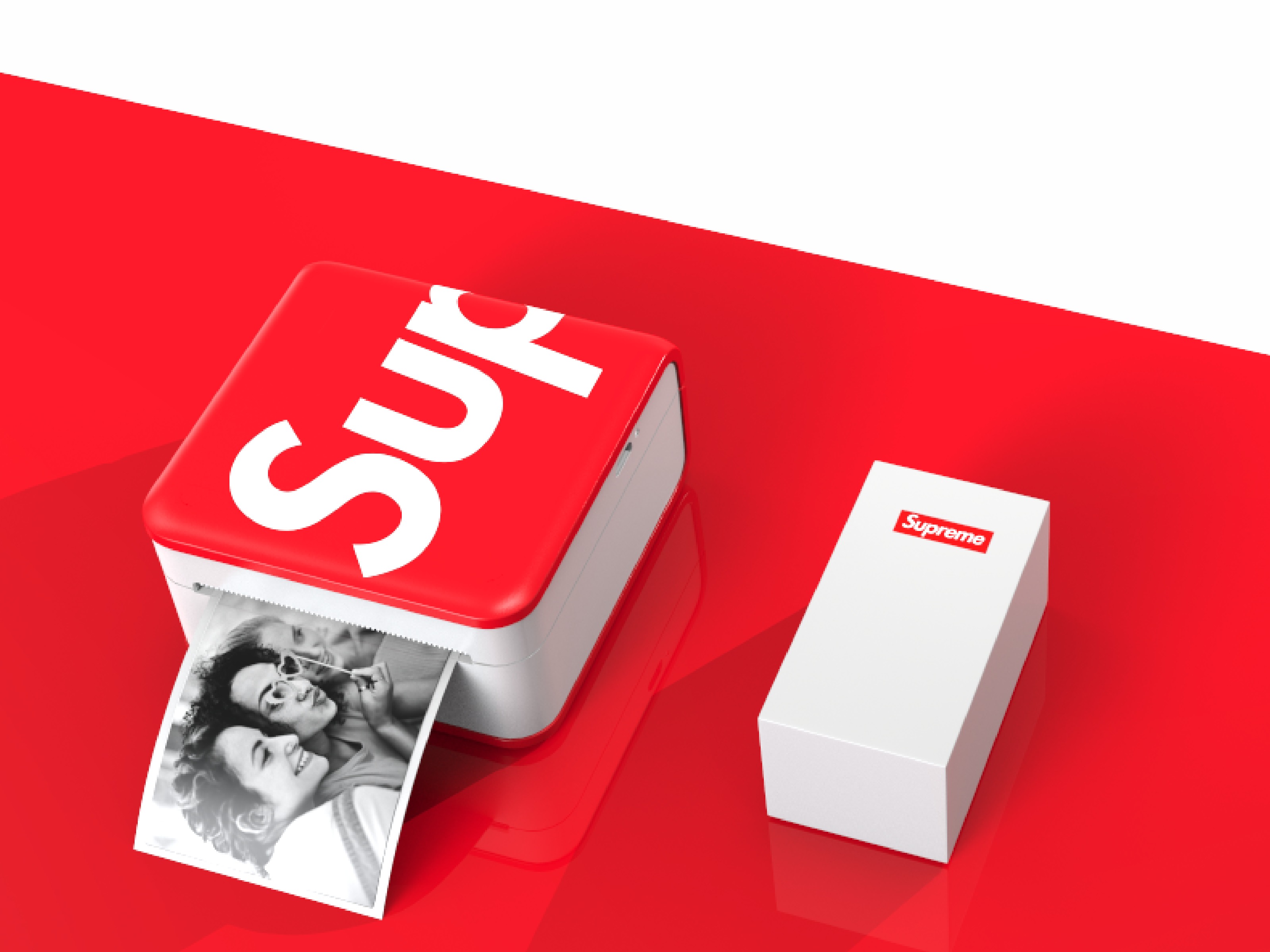 Supreme×趣印联名便携式迷你打印机_QuinDesign-站酷ZCOOL