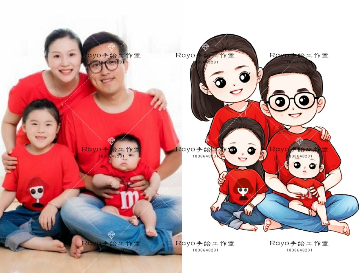 Q版手绘全家福定制设计rayolee 站酷zcool