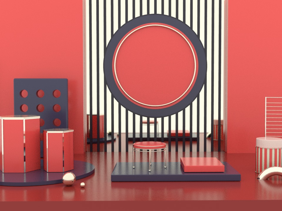 C4D新手临摹场景图-红色矩形台_梦云雨9955-站酷ZCOOL