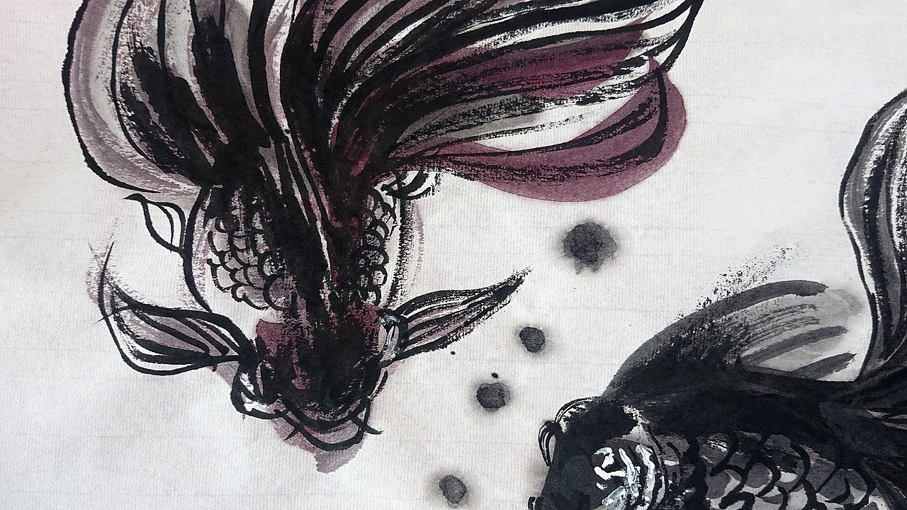 梦游的鱼-宏盛国院书法国画定制-sunkai孙恺_让中国拥有世界-站酷ZCOOL