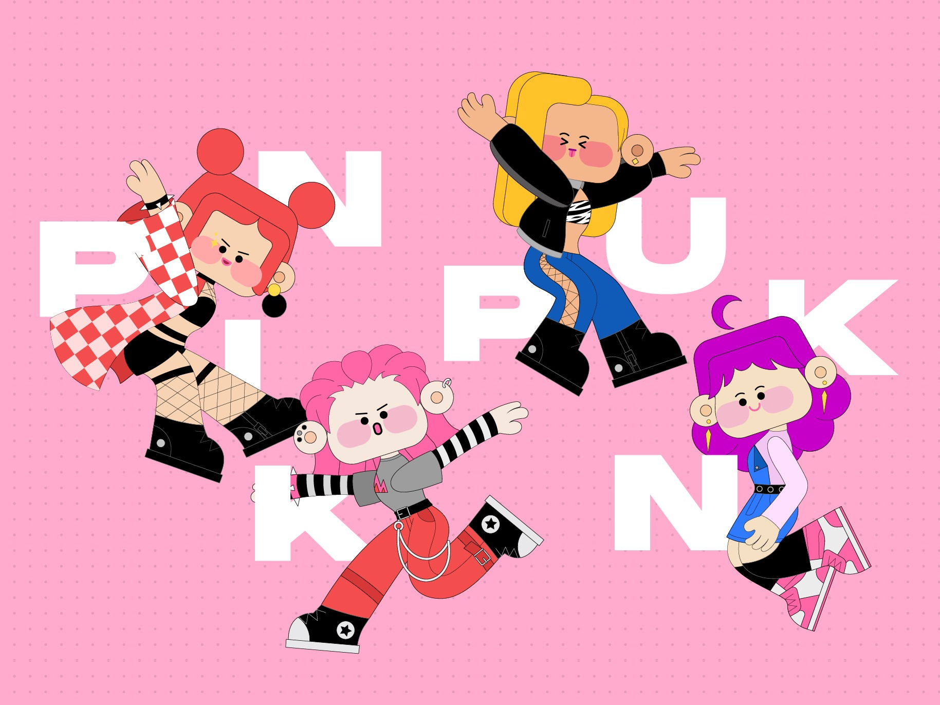 Pink Punk 2021出道首秀 | IP角色设计_设计师运气-站酷ZCOOL
