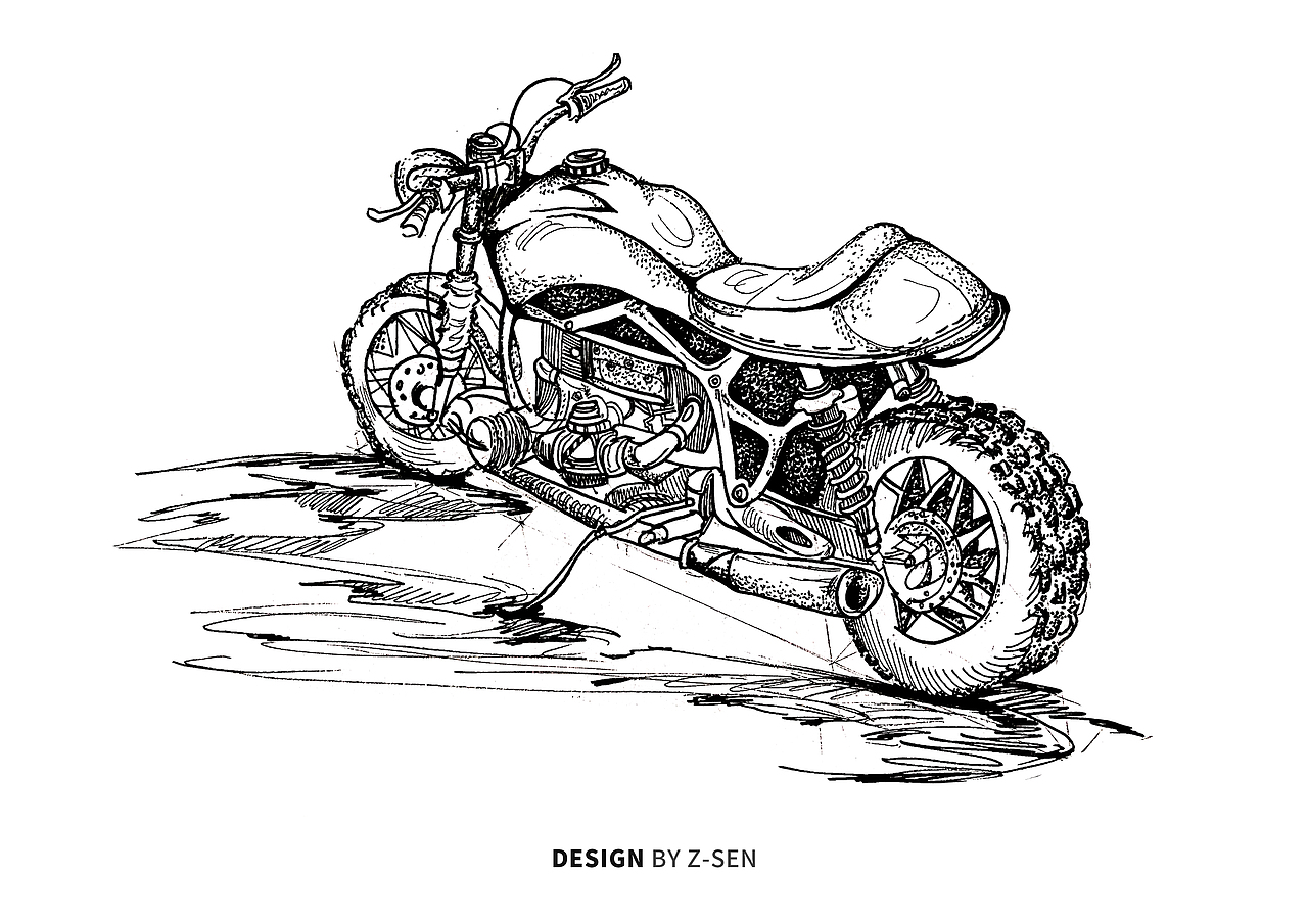 机车-手绘效果图_Zsen_zZ-站酷ZCOOL