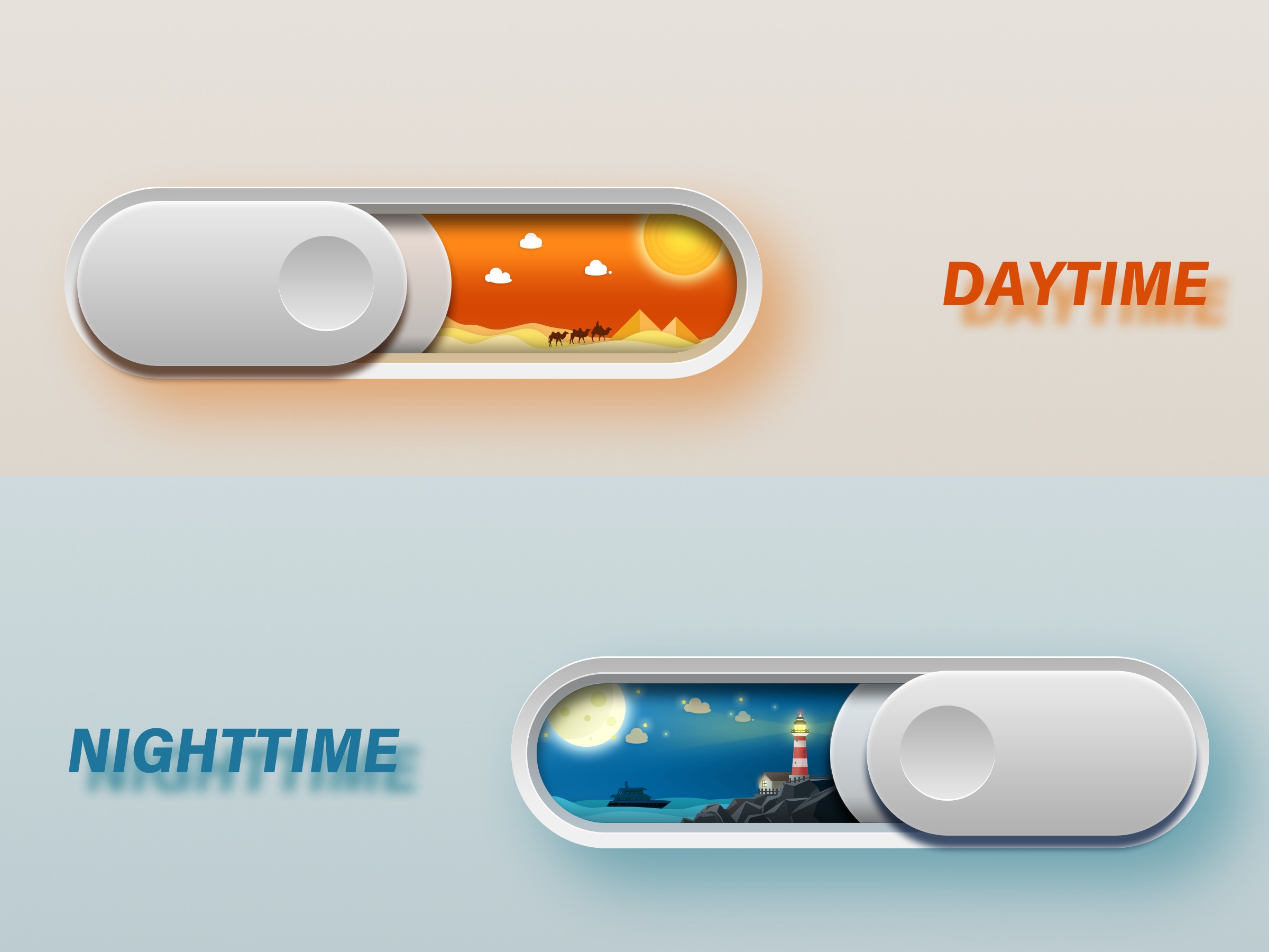DAYTIME NIGHTTIME BUTTON_无心炙者-站酷ZCOOL