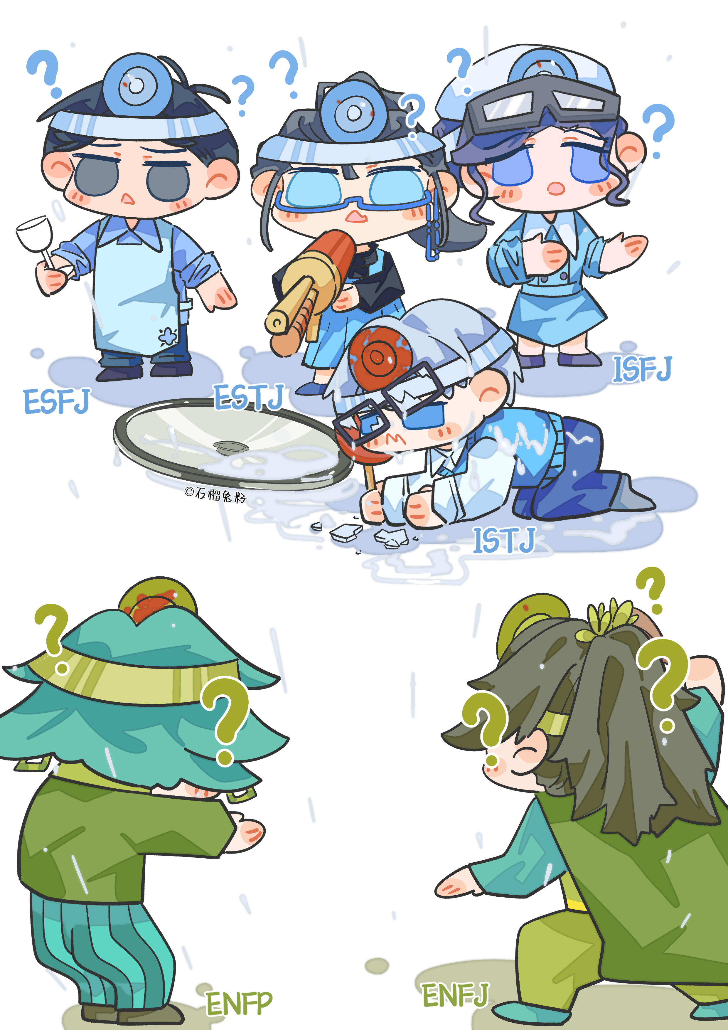 MBTI 大型综艺节目，蓝绿PK_石榴气泡MBTI-站酷ZCOOL