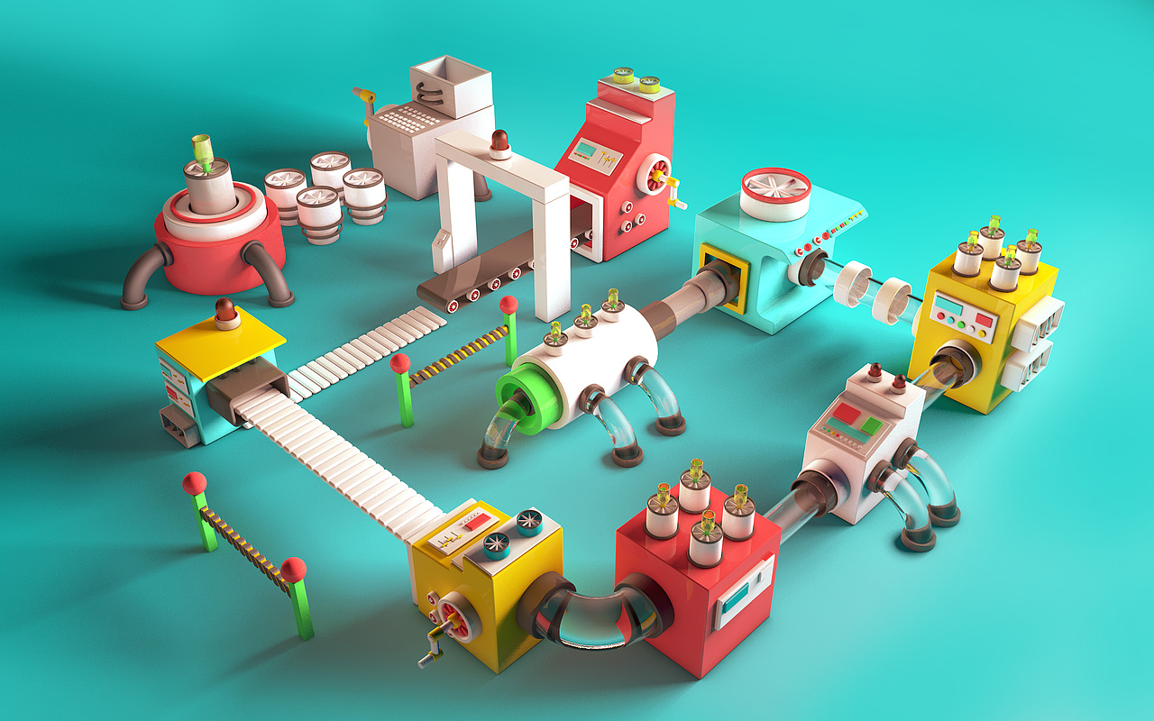 【C4D-成长记录】08.NURBS建模，小小工厂_Romeo_zZ-站酷ZCOOL