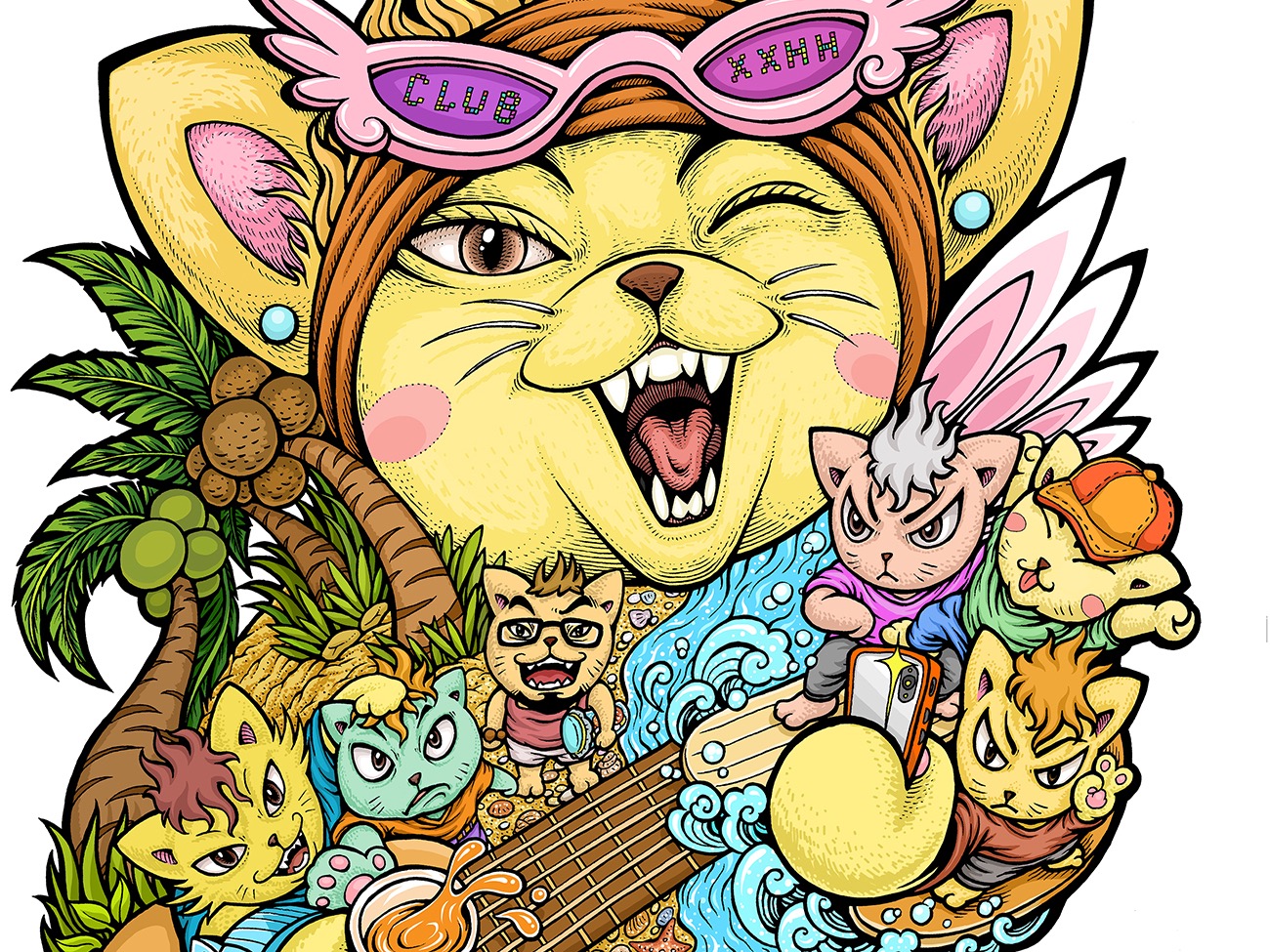 我与潮牌club xxhh合作的新图《冰火人猫咪图》_傅淳强-站酷ZCOOL