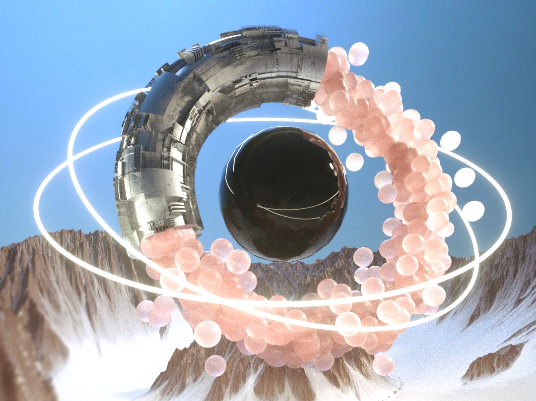 场景渲染 赛博圆环 [C4D + octane + Worldmachine]_xchi-站酷ZCOOL